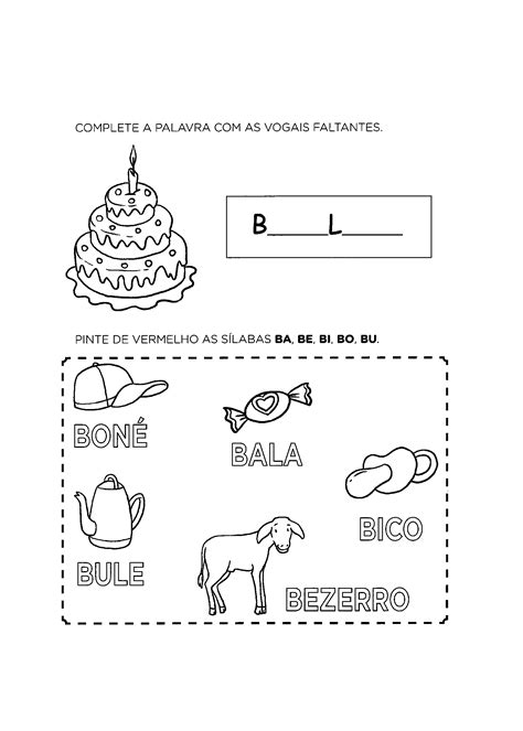 Atividades a Letra B para alfabetização Só Atividades