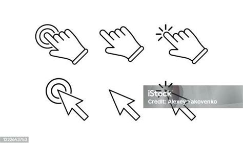 Kursor Tangan Klik Tangan Atau Ikon Penunjuk Mouse Diatur Pada Latar