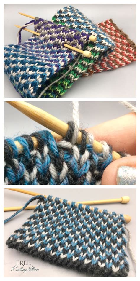 Knit Reversible Triple Check Stitch Free Knitting Patterns Knitting
