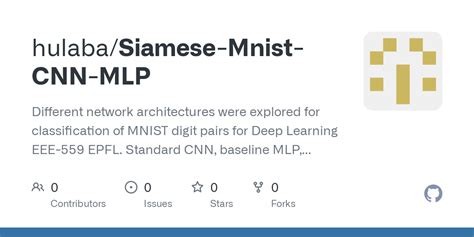 Github Hulaba Siamese Mnist Cnn Mlp Different Network Architectures Were Explored For