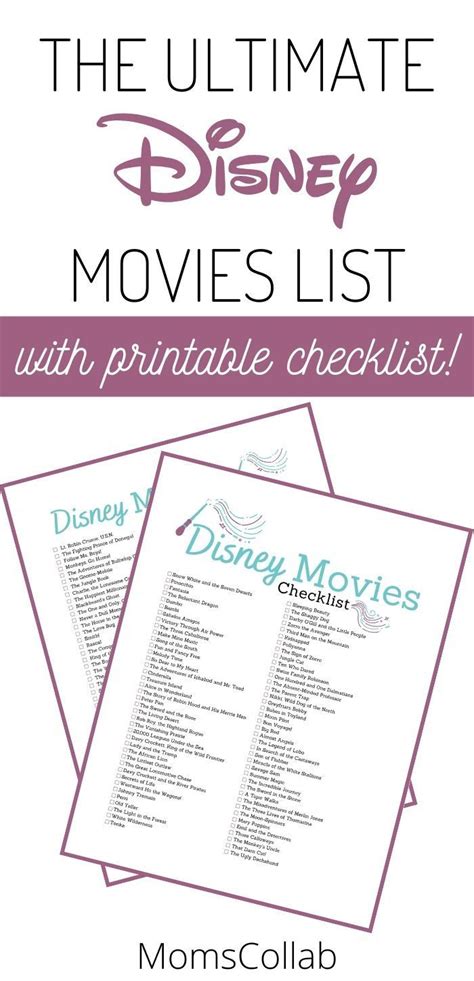 Free Disney Movies List Of 400 Films On Printable Checklists Hot Sex