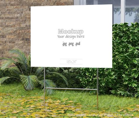 Yard Sign Mockup Horizontal Sign Mockup Real Estate Sign Mockup Yard