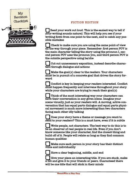 Writing Revision Checklist Fiction Edition By Writerswire Writing Writing Advice Editing Writing Writing Revision Checklist Fiction Edition By Writerswire Writing Writing Advice Editing Writing