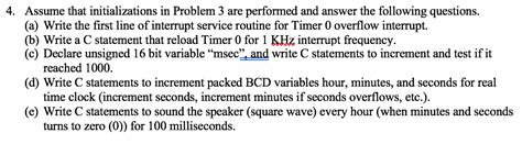 Solved Assume That Initializations In Problem Are Chegg