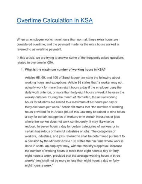 Overtime Calculation In Ksapdf