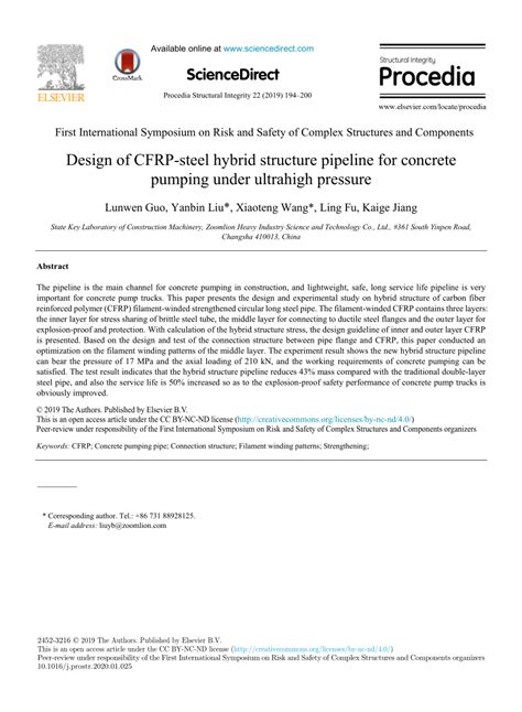 Pdf Design Of Cfrp Steel Hybrid Structure Pipeline For Concrete