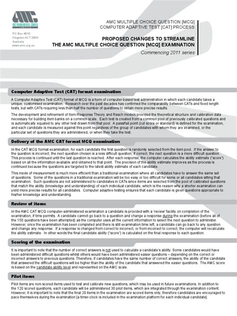 Web Amc Cat Mcq Information Sheet Pdf Multiple Choice Test