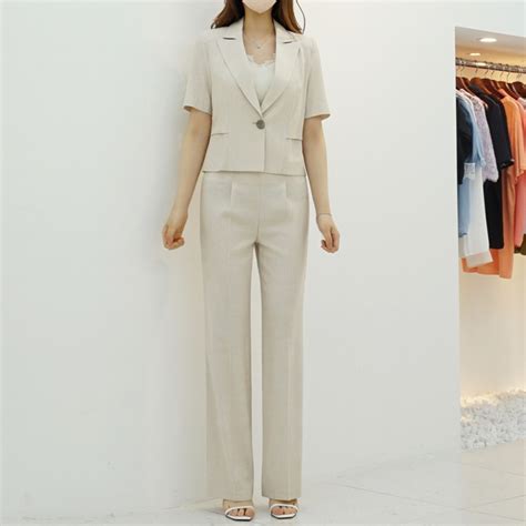 여름 바지정장세트 크롭 자켓 슬랙스 여자 수트 셋업 스타일라떼