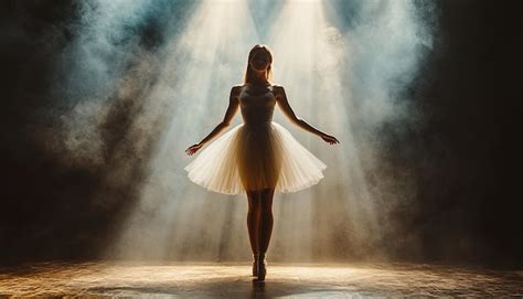 Ballerina Performing Under Spotlight On Stage Graceful Dance Portrait