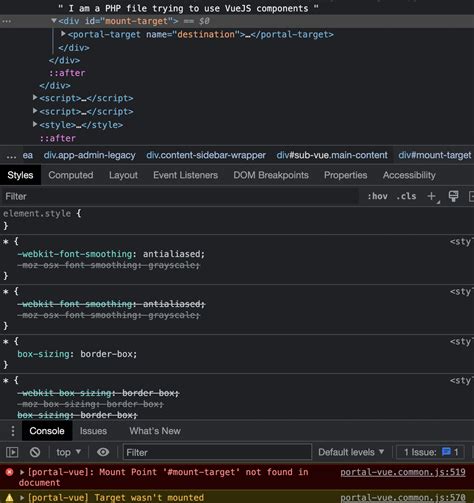 Mounting Portal Cant Find Target · Issue 377 · Linusborgportal Vue