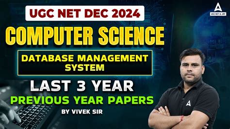 Ugc Net Dec 2024 Computer Science Paper 2 Database Management System Last 3 Year Youtube