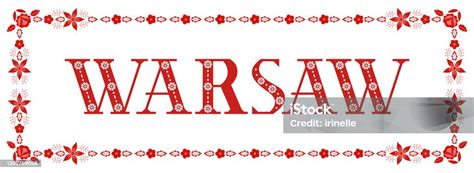 바르샤바 폴란드 일러스트 벡터 여행 배너를 위한 폴란드자 자수 장식의 전통적인 꽃무늬가 있는 빨간색과 흰색 배경 자수에 대한 스톡 벡터 아트 및 기타 이미지 Istock