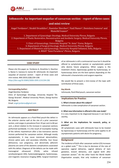 Pdf Isthmocele An Important Sequelae Of Caesarean Section Report
