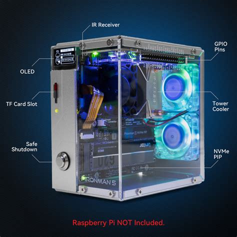 Pironman 5 Nvme M 2 Ssd Pcie 2 0 3 0 Mini Pc Case For Raspberry Pi 5 Hailo 8l Ai Accelerator