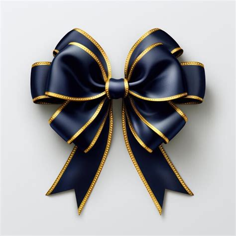 Premium Photo Elegant Contrast Dark Blue And Gold Ribbon Bow Adorns A