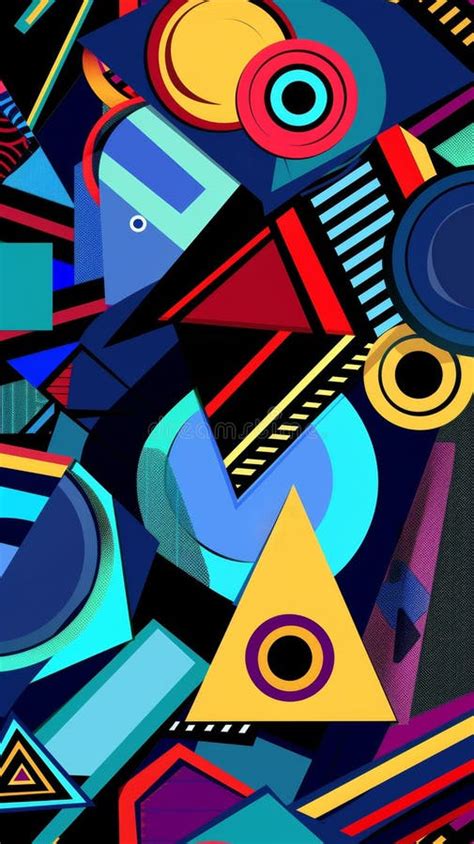 Vibrant Abstract Design Featuring Overlapping Geometric Shapes In A Dynamic Arrangement Of Blue