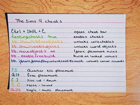 Sims Cheat Sheet For Easy Gaming