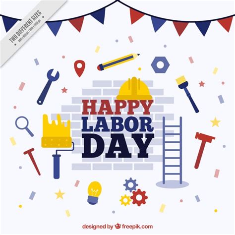 Free Vector Background Of Labor Day Elements In Flat Design