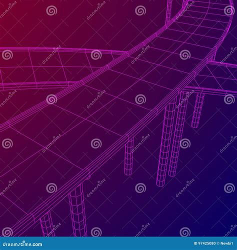 Wireframe Mesh Bridge Highway Crossing Illustration De Vecteur Illustration Of Grille Tige