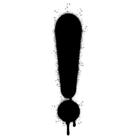 스프레이 페인트 그래피티 Exclamation 아이콘 스프레이 화이트 배경 그래피티 주의 아이콘과 오버 스프레이 검은색 오버