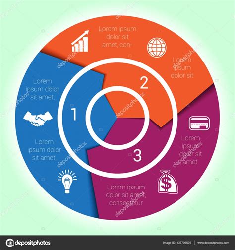 Template Cyclic Diagramme For Infographic Three Position Stock Vector