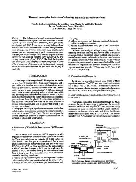 Thermal Desorption Behaviour Of Adsorbed Materials On Wafer Surf Pdf