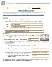 Density Gizmo Pdf Name Date September Babe Exploration Density Directions Follow