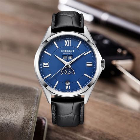 Corgeut new 41mm mens top luxury watches golden case white dial date ...
