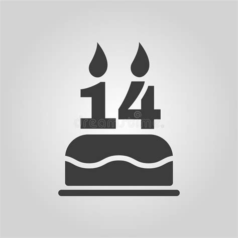 The Birthday Cake With Candles In The Form Of Number 14 Icon Birthday