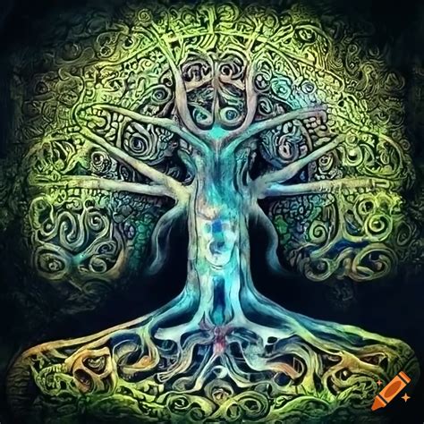 Holographic Depiction Of Intertwined Tree Roots On Craiyon