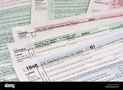 Pre Printed Us Tax Declaration Forms Income Tax Return Usa Stock