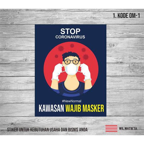 Jual Stiker Wajib Pake Masker New Normal Min Pc Shopee Indonesia