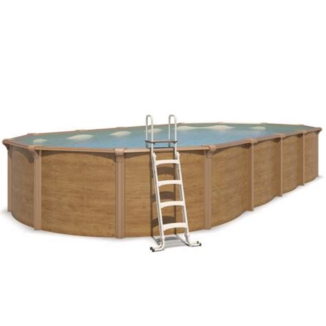 Piscine Hors Sol Acier Ovale 9 15 X 4 55 X 1 32 M Aspect Bois OSMOSE