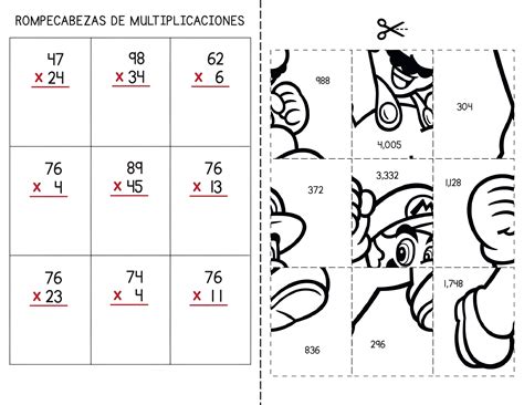 Rompecabezas D Multiplicaciones Multiplicaciones Por Dos Cifras