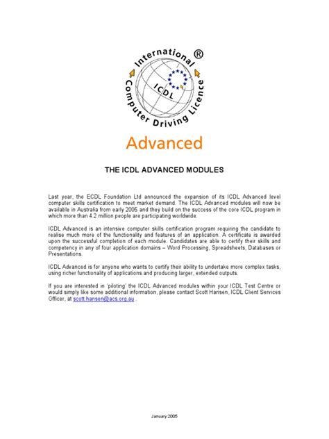 Icdl Advanced Modules 01 05 Pdf Pdf