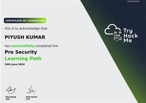 Piyush Kumar On Linkedin Completed Pre Security Lab In Tryhackme