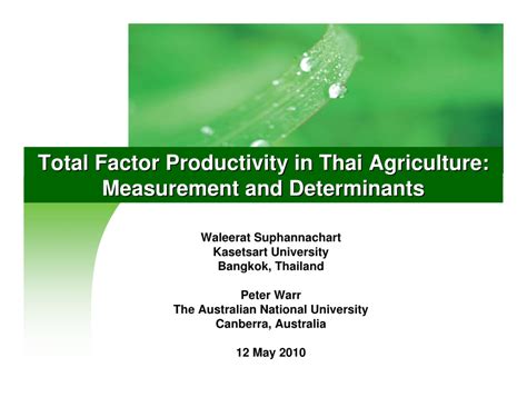 Pdf Total Factor Productivity In Thai Agriculture Measurement And