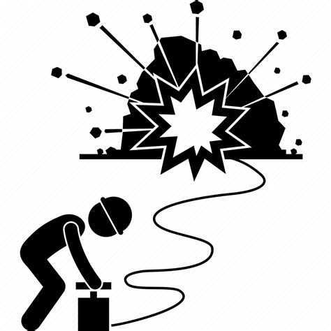 Boom Danger Dynamite Explosion Mine Mining Worker Icon Download