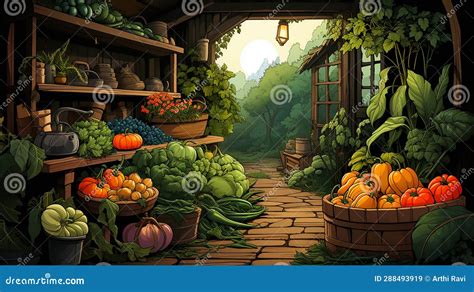 Vector Illustration Of A Vegetable Store Stock Illustration