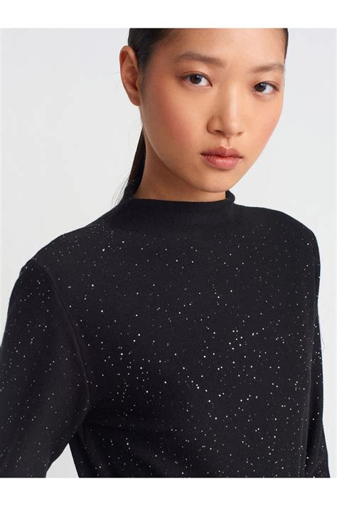 Dilvin 10685 Dik Yaka Pullu İnce Triko Kazak Siyahfiyatı Yorumları Trendyol