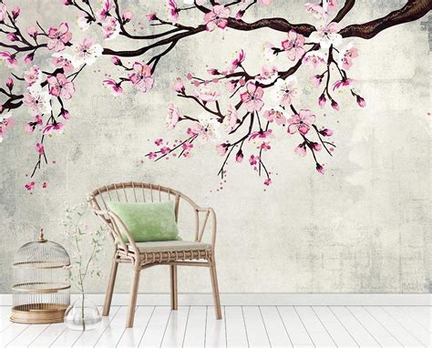 Wall26 Large Wall Mural Watercolor Style Ink Painting Pink Cherry