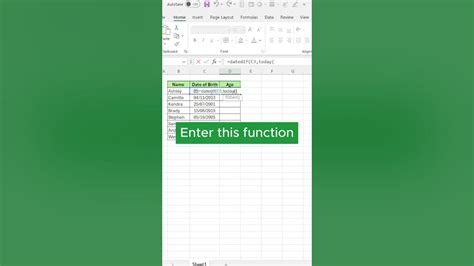 calculate age automatically in excel exceltips microsoftexcel