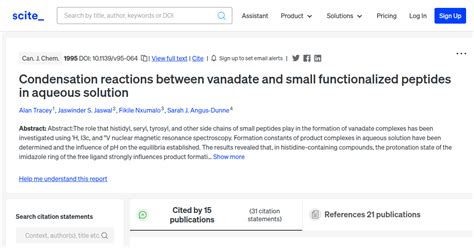Condensation Reactions Between Vanadate And Small Functionalized