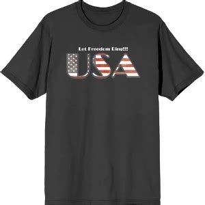 American Usa Flag Letters Charcoal Mens Crew Neck Short Sleeve Tee Xs