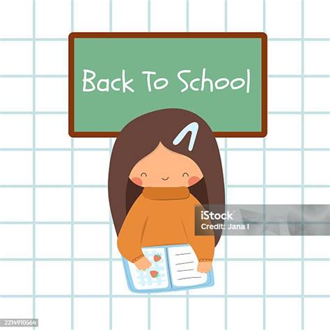 귀여운 소녀와 함께 학교 포스터로 돌아 가기 복고풍 스타일의 그림입니다 공부에 대한 스톡 벡터 아트 및 기타 이미지 공부 교육 귀여운 Istock