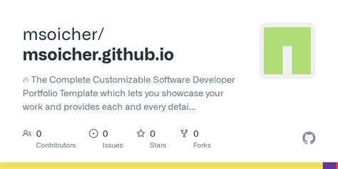Github Msoicher 🔥 The Complete Customizable Software Developer Portfolio