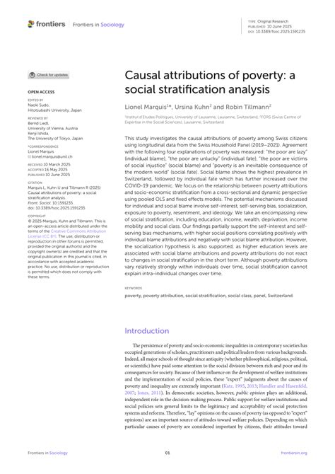 Pdf Causal Attributions Of Poverty A Social Stratification Analysis