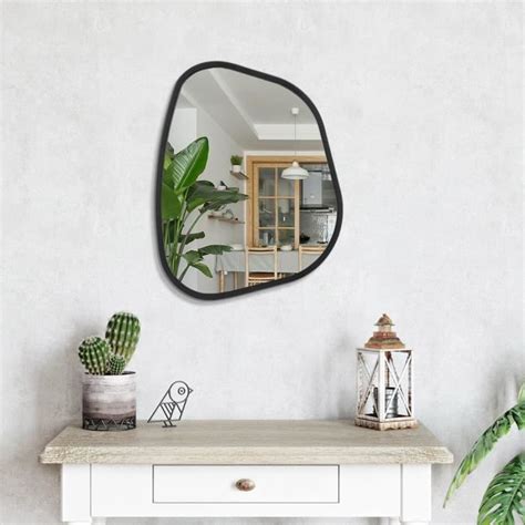Miroir D Accent Asymétrique Pour Mur Irrégulier Ovale En Bois Miroir