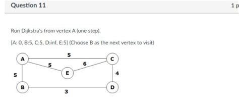 solved run dijkstra s from vertex a one step