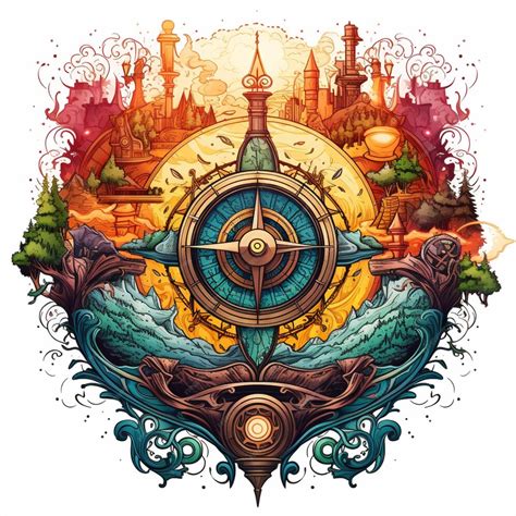 Premium Ai Image Intricate Map With Compass In Fantasy Style